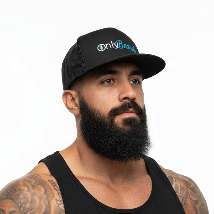 THIGHBRUSH® - ONLY BEARDS - Flat Bill Trucker Snapback Hat - Black